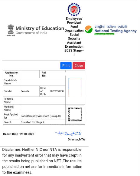 EPFO SSA Result 2023 Out, Score Card and Result PDF Link